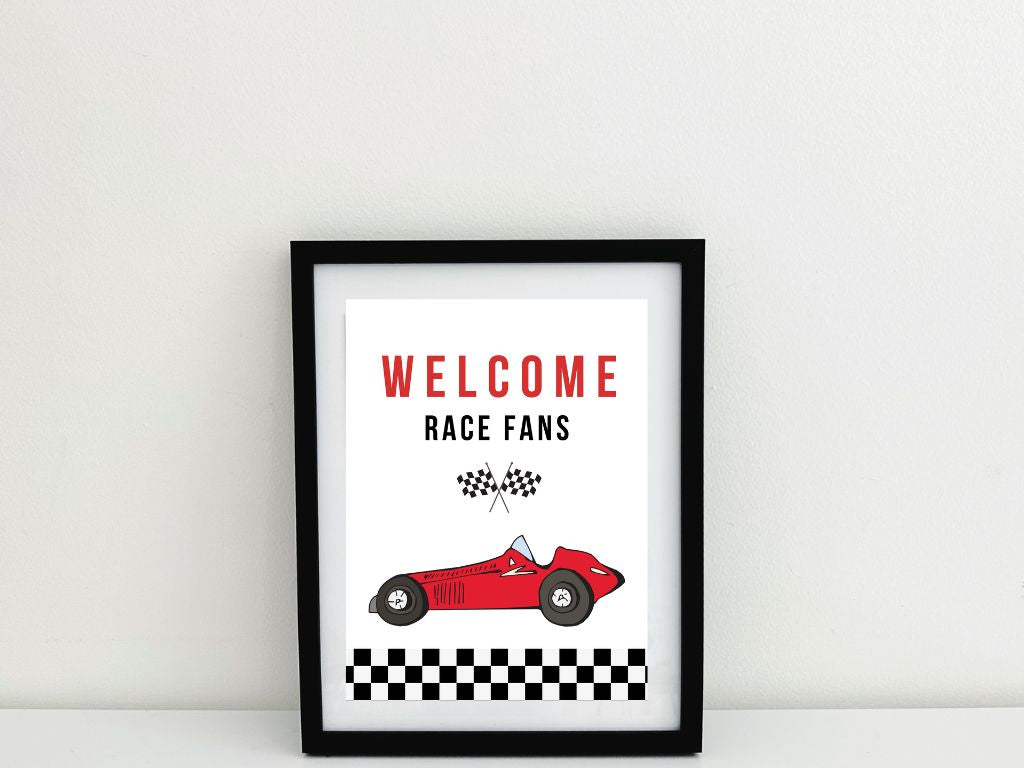 Race Car Poster | Car Party Sign | Free Download – Swanky Party Box