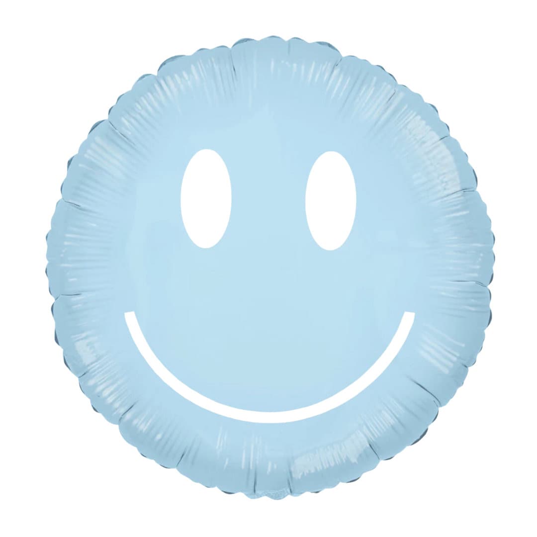 Light Blue Smiley Face Balloon, One Cool Dude Party Décor, Happy Face ...