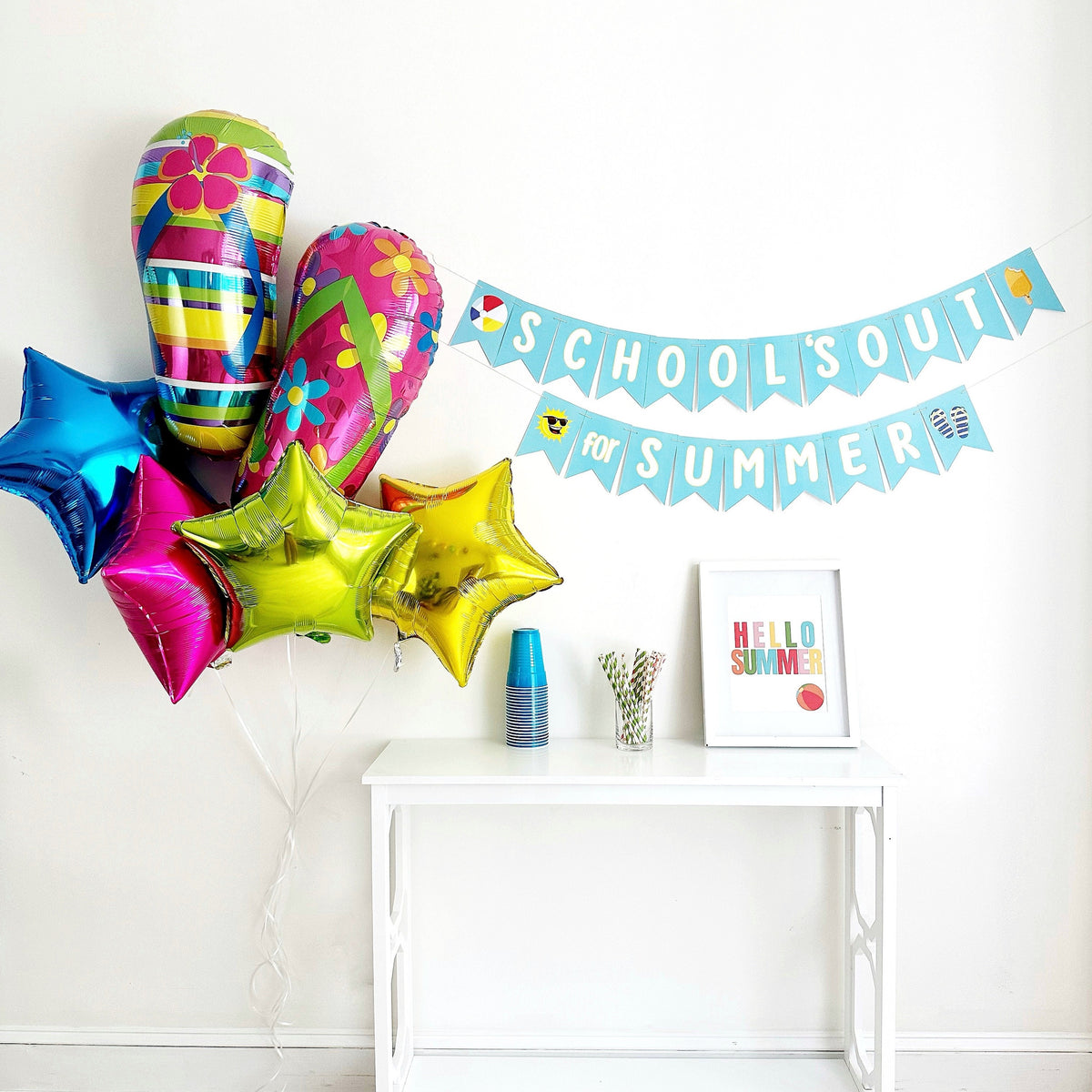 School's Out For Summer Balloons & Banner | Summer Party Decorations ...