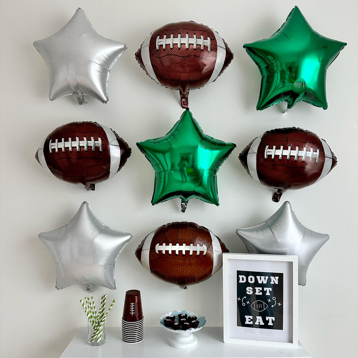 Football Balloons | Sports Party Balloons | Football Balloon Wall Deco ...
