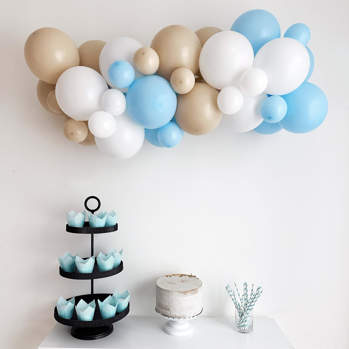 Neutral Balloons, Blue, White and Tan Garland, Spring Party Decor, Bal ...
