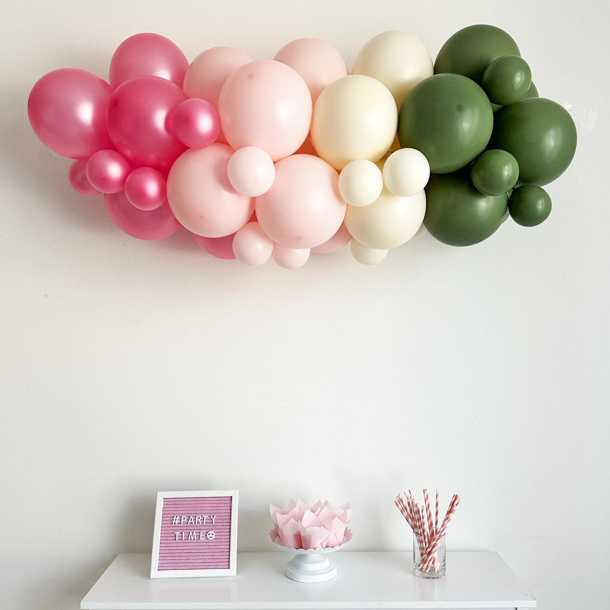Pink and Green Balloons | Pastel Balloon Garland, Spring Party Balloon ...