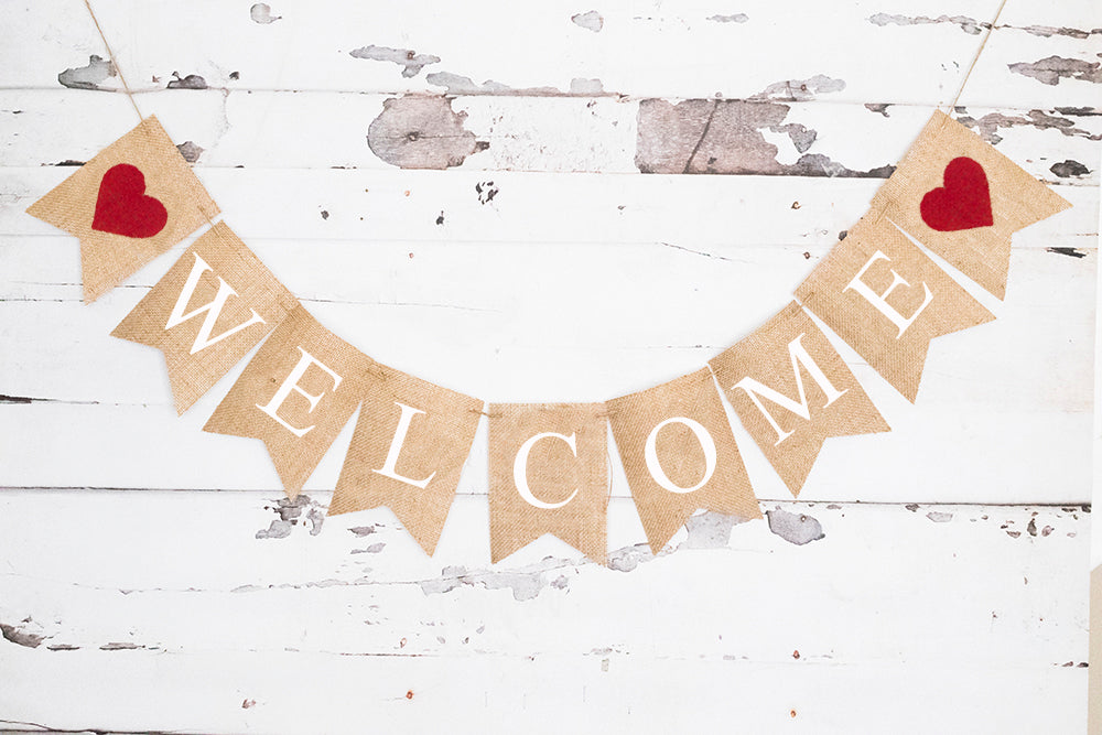Welcome Burlap Banner | Home Decor – Swanky Party Box