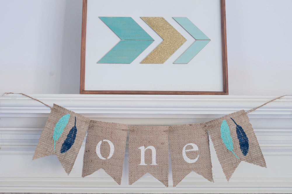 Feathers One Banner | Tribal First Birthday Party Decor – Swanky Party Box