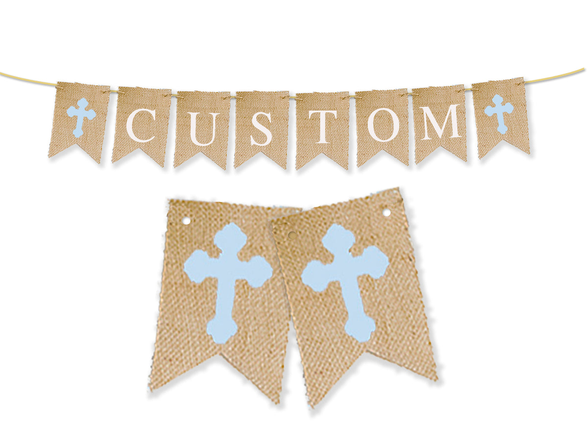 Custom Blue Cross Banner | Personalized Baptism or Christening Party D ...