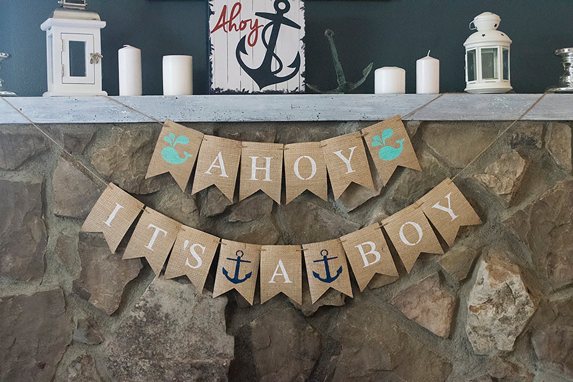 Nautical Baby Shower Decor, Ahoy It's A Boy Banner – Swanky Party Box