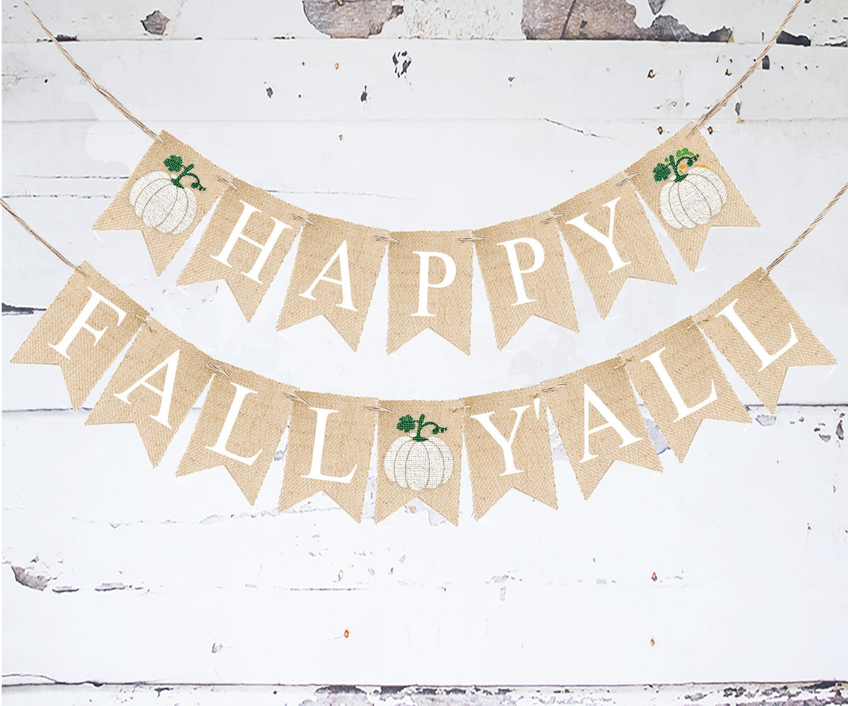 Happy Fall Yall Sign | Burlap Banner Fall Decor – Swanky Party Box