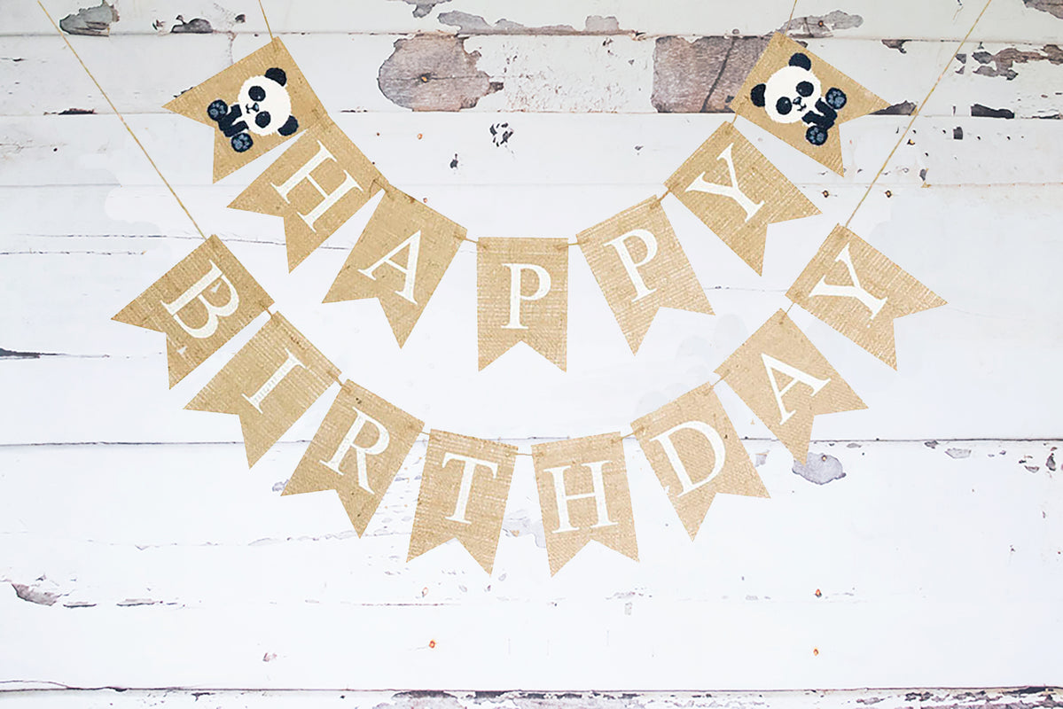 Panda Happy Birthday Banner | Zoo or Safari Birthday Party Decor ...