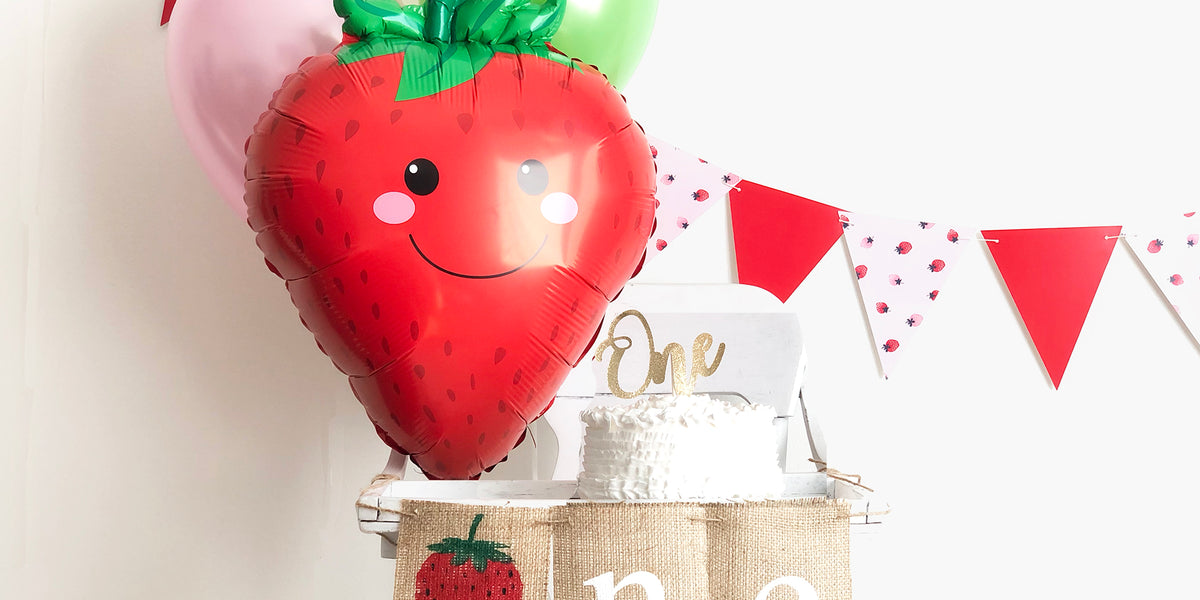 Strawberry First Birthday Collection | Strawberry Party Decor with Bal ...