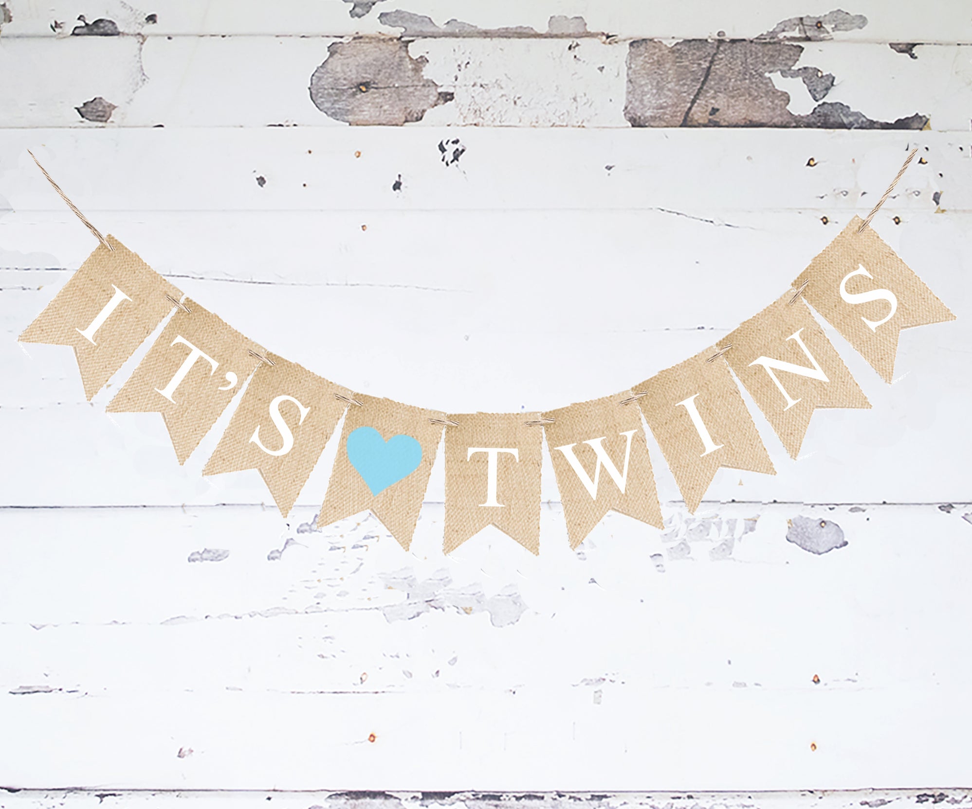 Blue Heart It's Twins Banner | Twins Baby Shower Decor – Swanky Party Box
