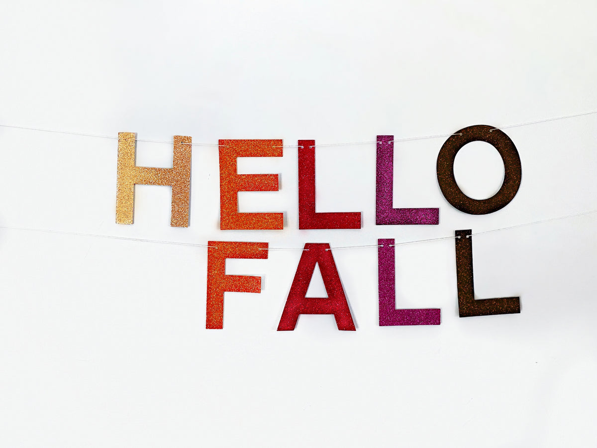 Hello Fall Foil Banner | Fall Party Decorations | Letter Banner ...