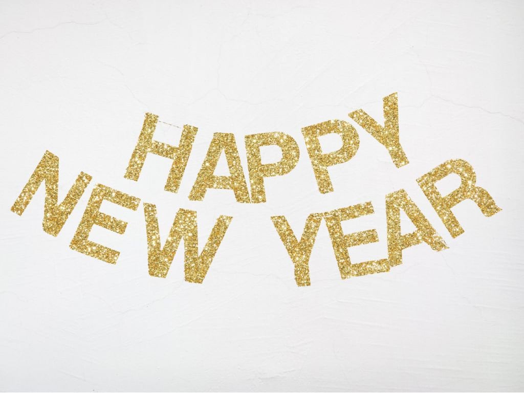 Happy New Year Glitter Banner | Gold Glitter New Years Eve Sign ...