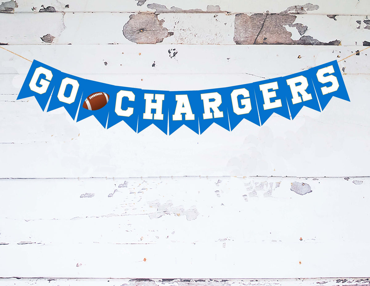 Go Chargers | Chargers Card Stock Banner | Football Party Decor ...