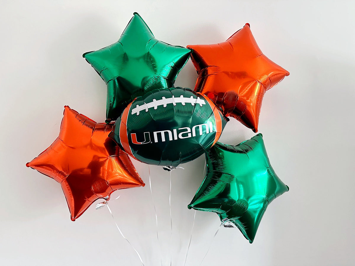 Miami Football Balloon Bouquet | Football Party Decorations – Swanky ...