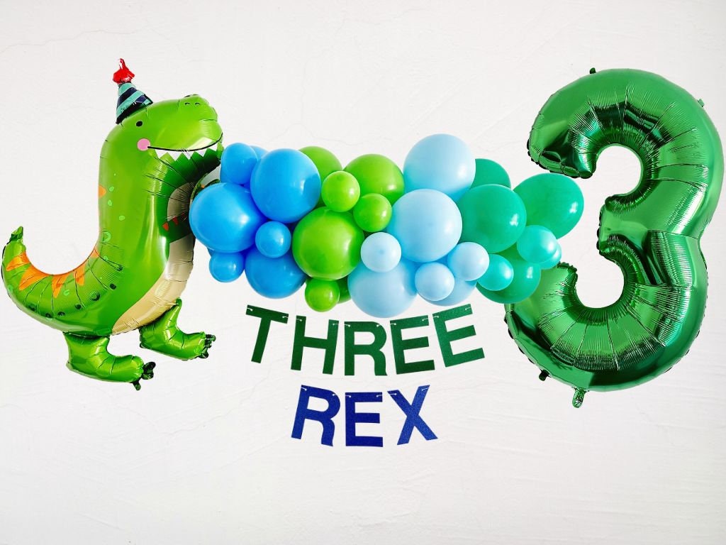 Three Rex Party Kit | Dinosaur Third Birthday Party Decorations ...