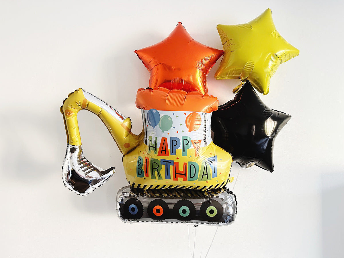 Digger Truck Balloon Bouquet | Construction Party Decorations – Swanky ...
