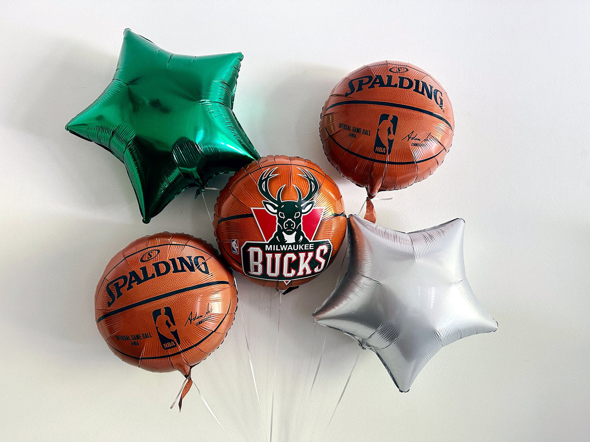 Bucks Basketball Balloon Bouquet | Basketball Party Decorations ...