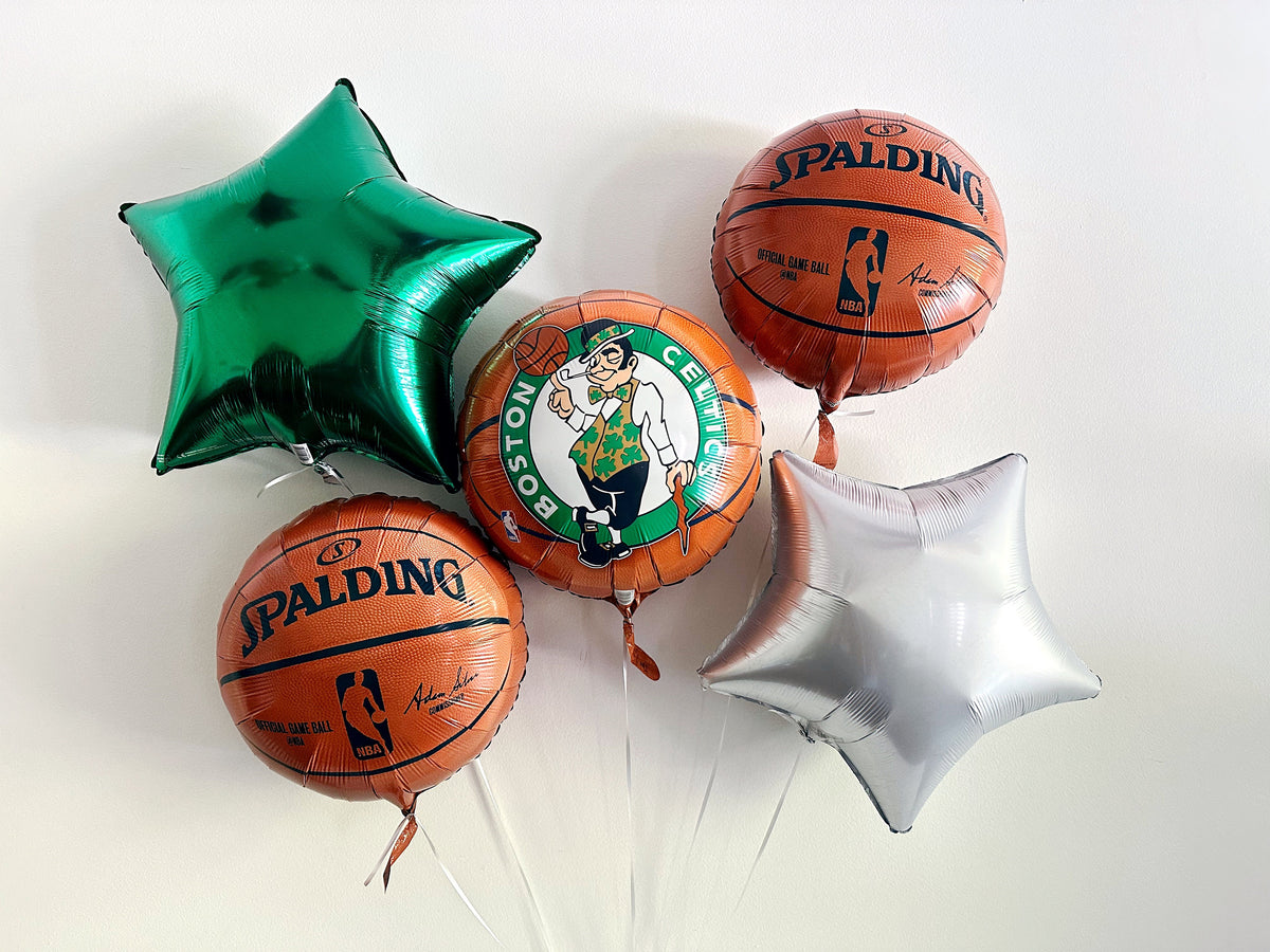 Celtics Basketball Balloon Bouquet | Basketball Party Decorations ...