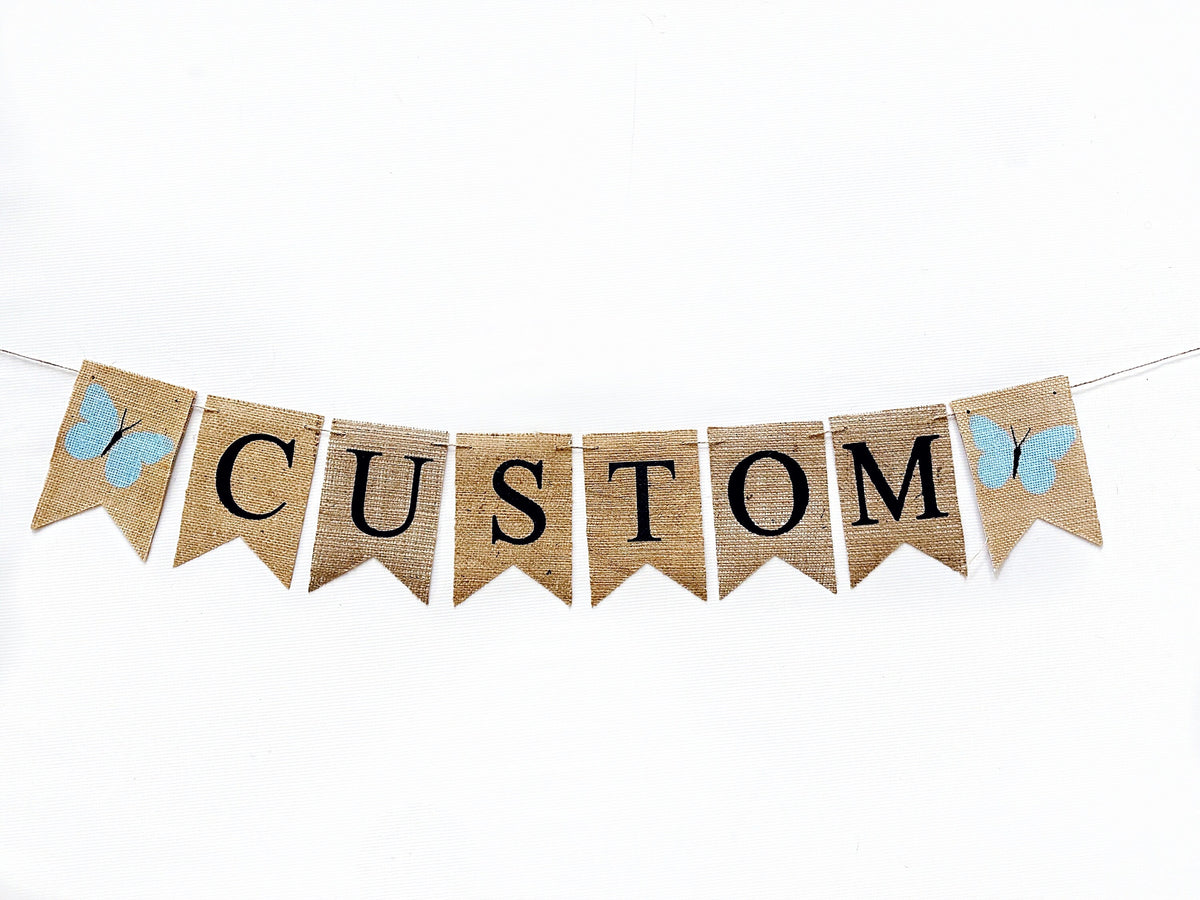 Personalized Decor | Custom Blue Butterfly Banner – Swanky Party Box