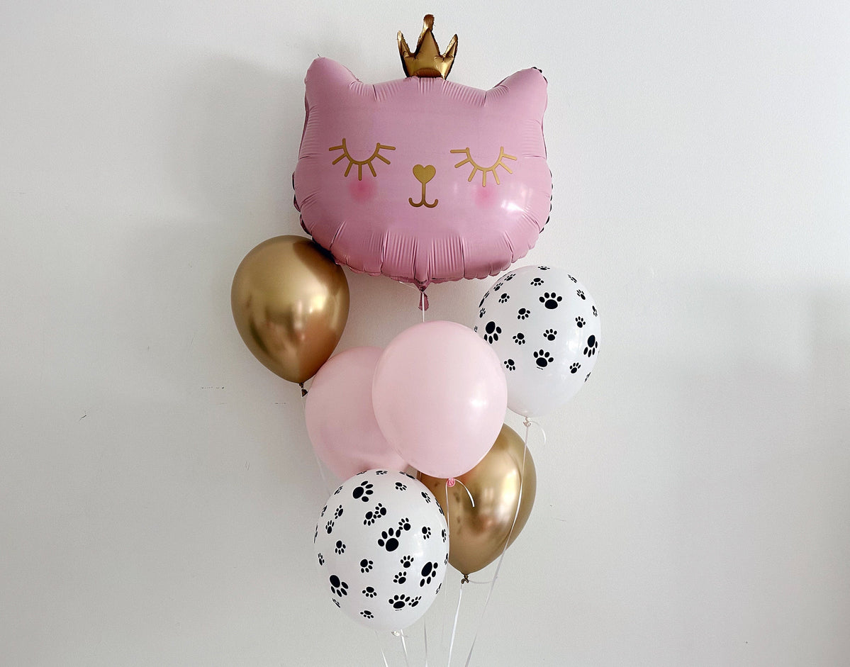 Pink Princess Cat Balloon Bouquet | Girls Princess Birthday Party Deco ...