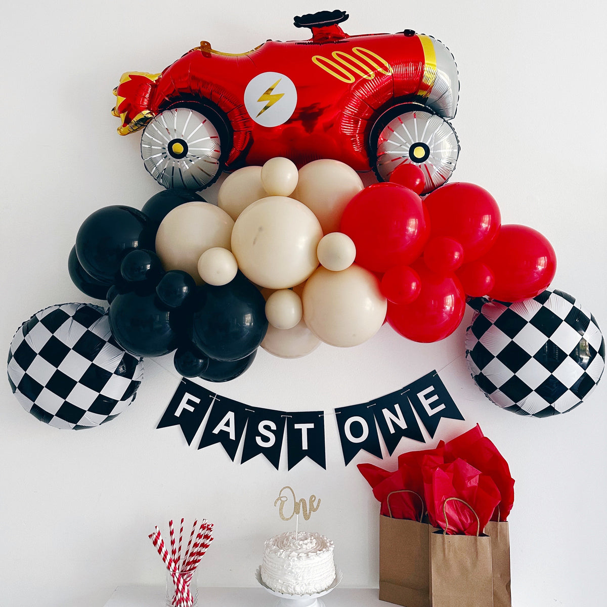 Vintage Race Car First Birthday Party Decorations | Fast One Banner ...